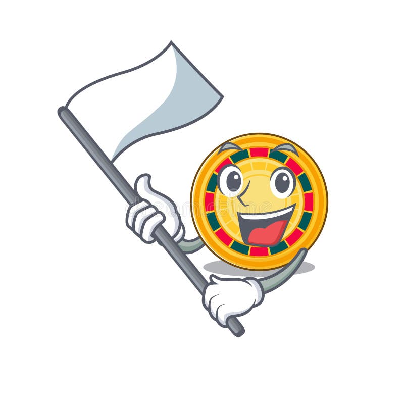 Funny Roulette Cartoon Character Style Holding a Standing Flag Stock ...