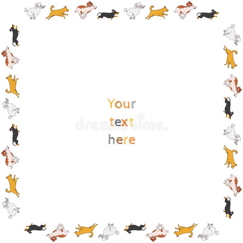 Funny Running Dogs Square Vector Frame Stock Vector - Illustration of ...