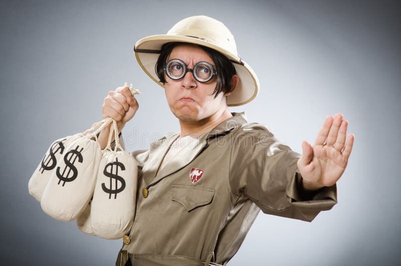 The Funny Safari Traveller in Travelling Concept Stock Image - Image of ...