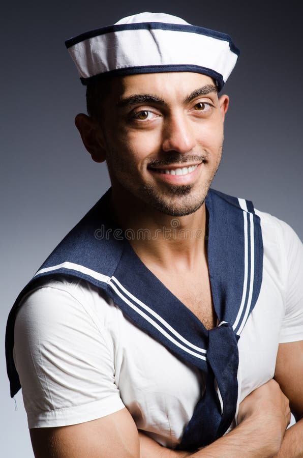 Funny Sailor with Cap and Shirt Stock Photo - Image of caucasian ...