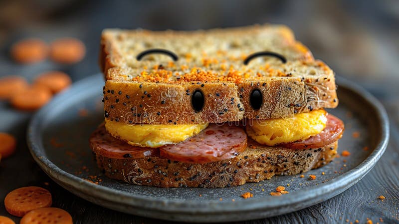 Funny Sandwich Face stock illustration. Illustration of homemade ...