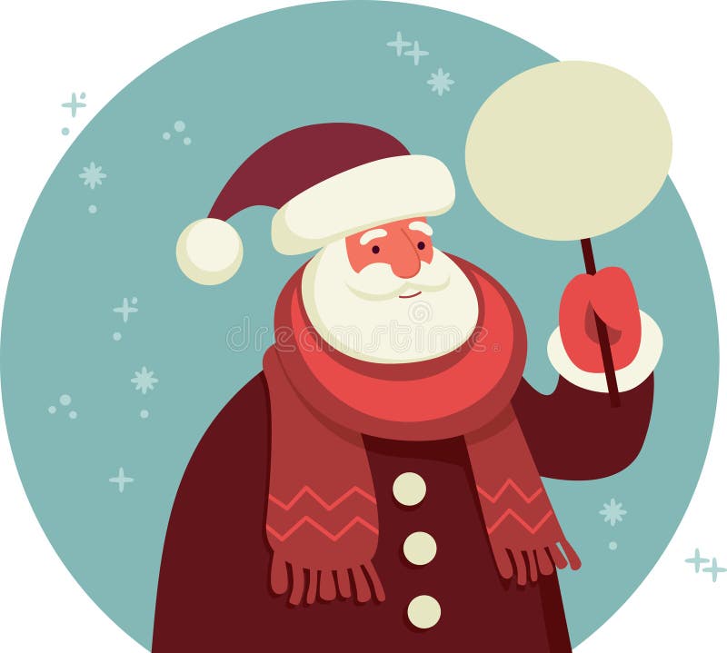 Funny Santa Claus Character Holding Empty Sign on the Stick Stock ...
