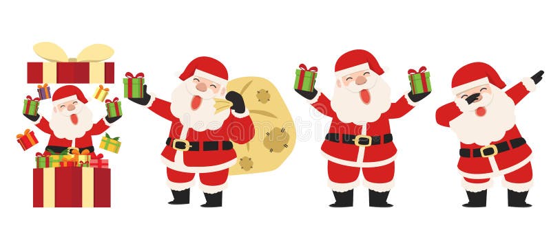 Funny Santa Claus Character Set Stock Vector - Illustration of hand ...