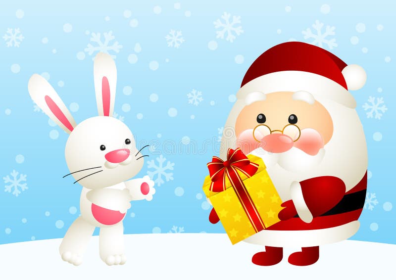 Funny Santa and rabbit stock vector. Illustration of holiday - 35961816