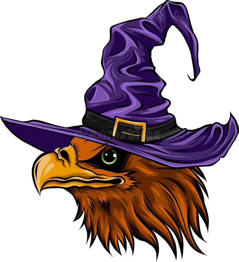 Funny and Scary Eagle Wearing Witch Hat for Halloween - Vector. Stock ...