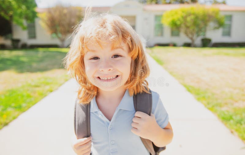 Funny School Boy Face. Back To School. Portrait of Excited Kid with ...