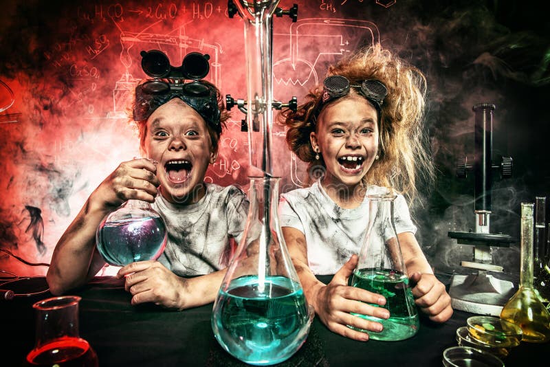 Funny school experimenters stock image. Image of childhood - 131032243