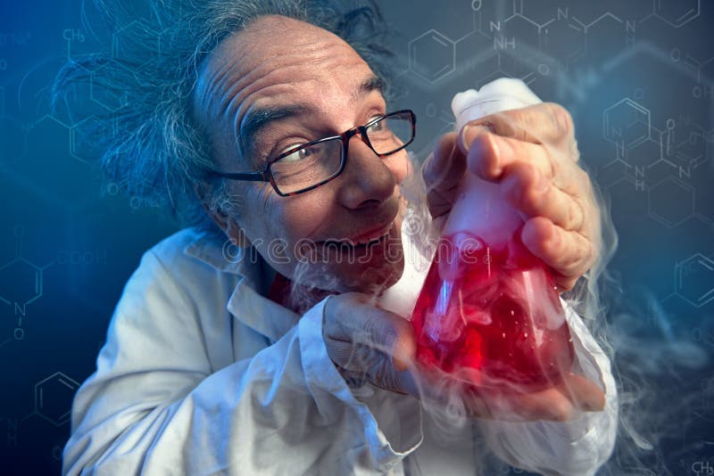 Crazy Chemist Doing Experiment Stock Image - Image of expression, crazy ...