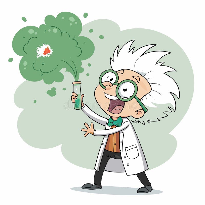 Funny Scientist with Exploding Potions Stock Illustration ...