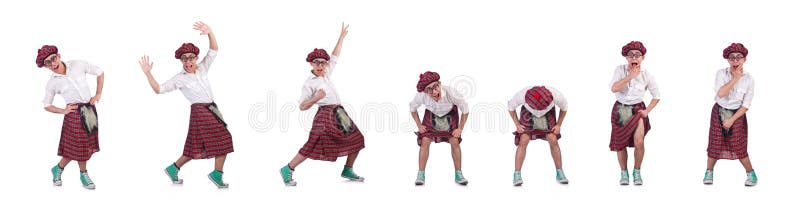 Funny Scotsman Isolated on the White Stock Image - Image of dance ...
