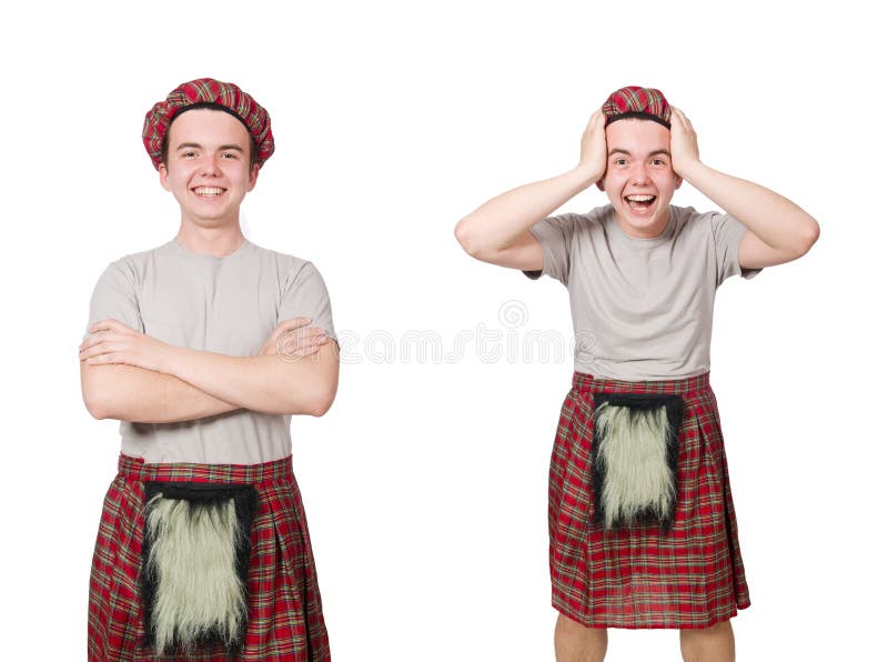 The Funny Scotsman Isolated on White Stock Photo - Image of dancing ...
