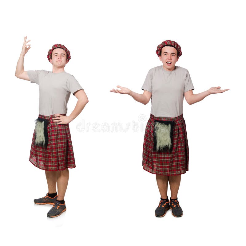The Funny Scotsman Isolated on White Stock Image - Image of dancing ...