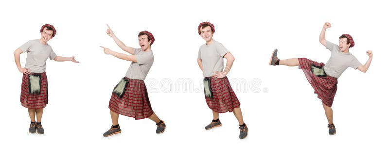 The Funny Scotsman Isolated on White Stock Photo - Image of dancing ...