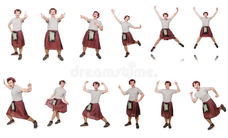 The Funny Scotsman Isolated on White Stock Image - Image of culture ...