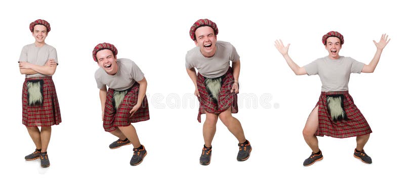 The Funny Scotsman Isolated on White Stock Image - Image of dancer ...