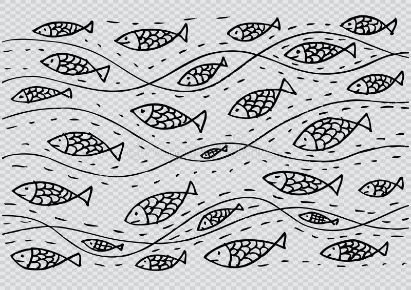 Funny Sea Pattern with Fish. Stock Vector - Illustration of children ...