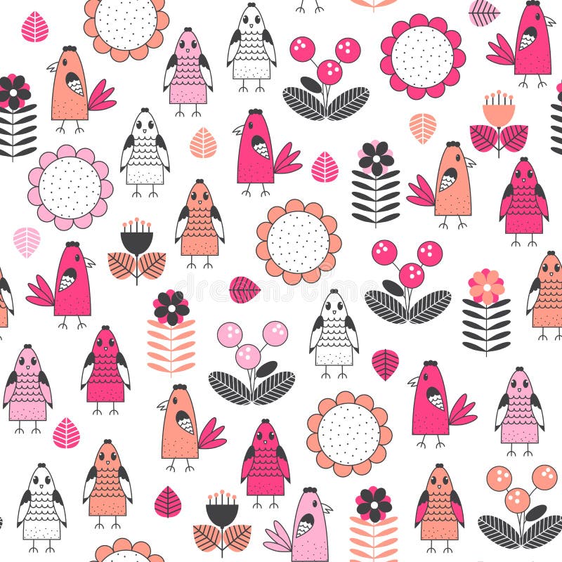 Funny Seamless Pattern with Chicken Stock Vector - Illustration of ...