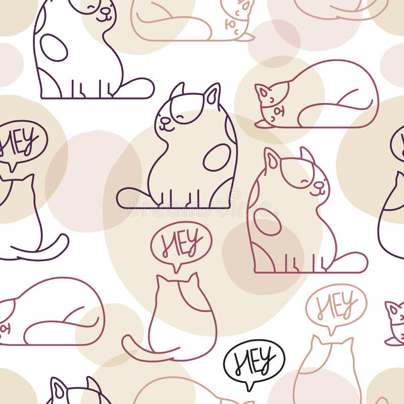 Funny Fat Cat Vector Seamless Pattern Stock Vector - Illustration of ...
