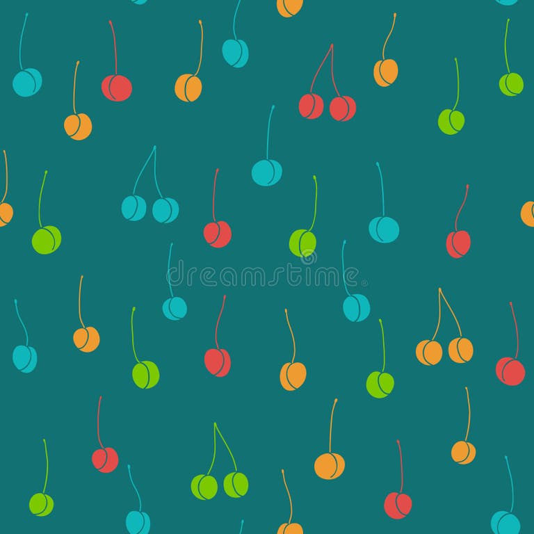 Funny Seamless Pattern with Various Colored Cherries Stock Vector ...
