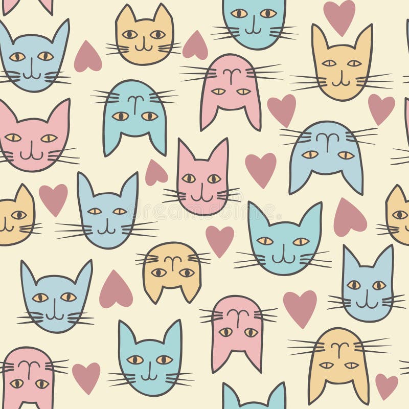 Colorful Cats Seamless Pattern Background Stock Vector - Illustration ...
