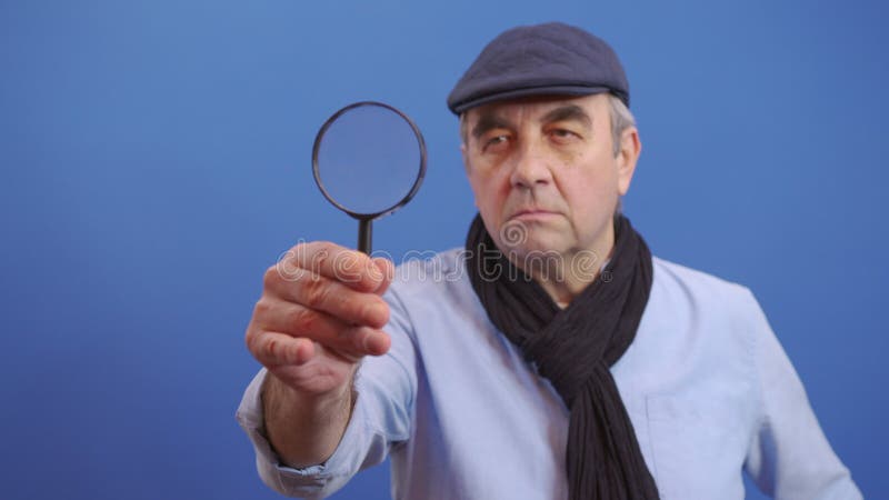 Funny Man with Magnifying Glass Stock Image - Image of curious ...
