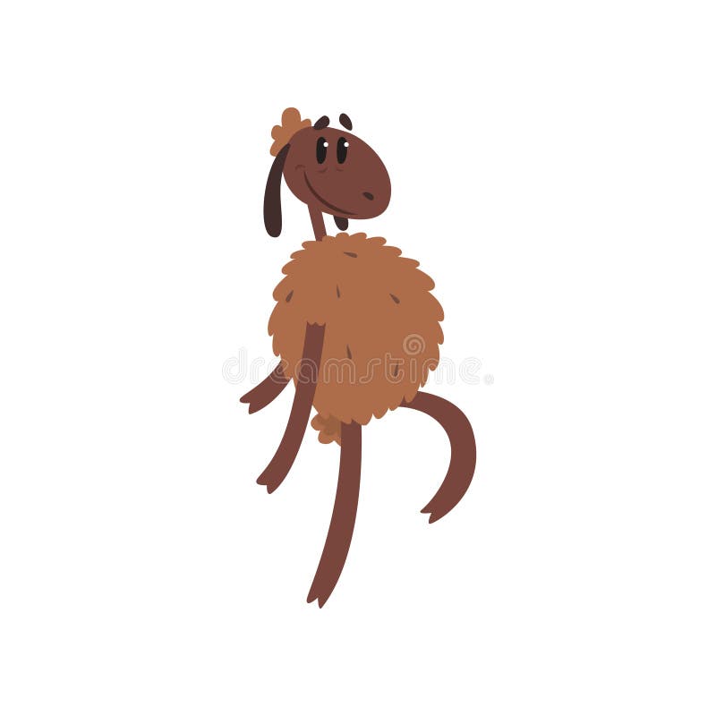 Funny Sheep Character Standing On Two Legs With Open Mouth Cartoon Vector Illustration Stock