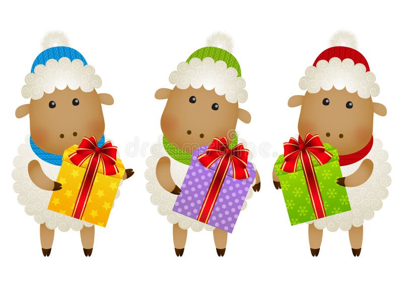 Funny Sheep with Gift Boxes Stock Vector - Illustration of mammal ...