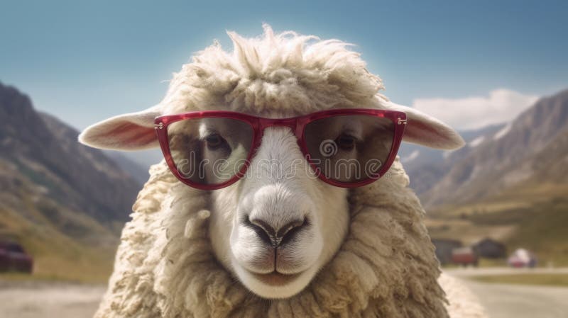 Funny Sheep Wearing Sunglasses. Generative AI Stock Illustration ...