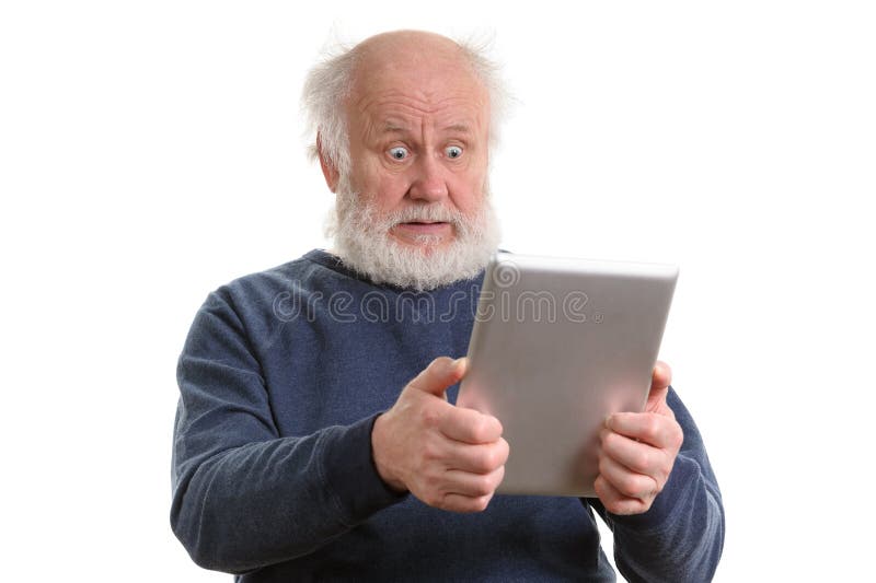 Old Man with Insidious Tricky Fake Smile, Isolated on Withe Stock Image ...