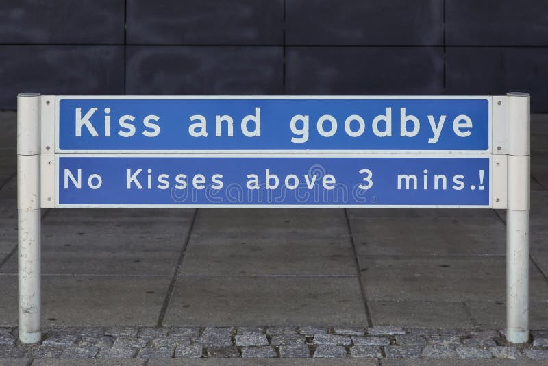 Funny Sign at Drop Off Area at Aalborg Airport Stock Photo - Image of ...