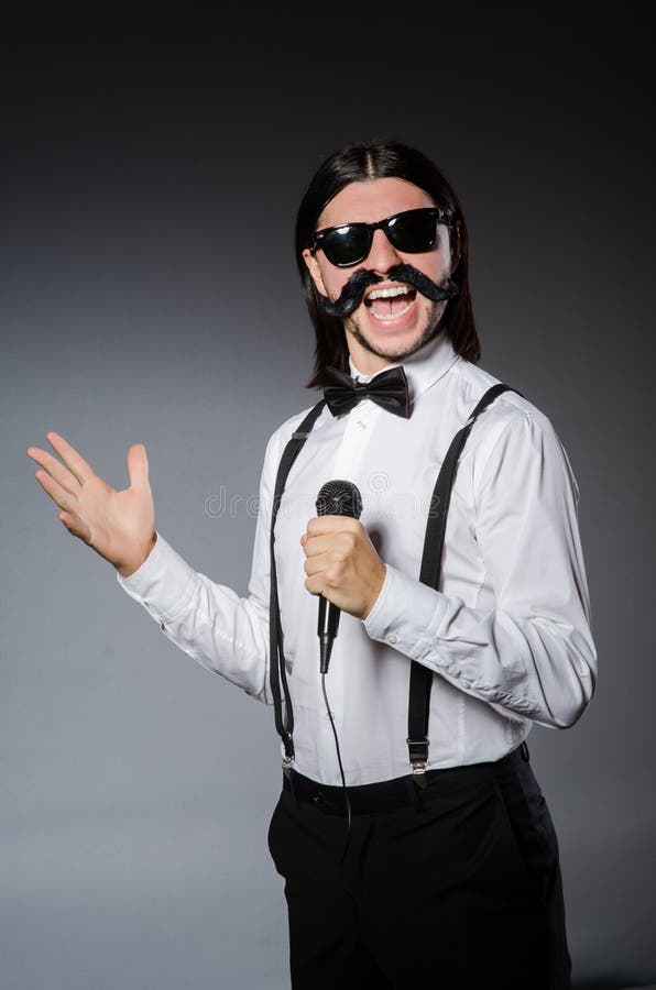 Funny Singer with Microphone Stock Image - Image of concert, performing ...