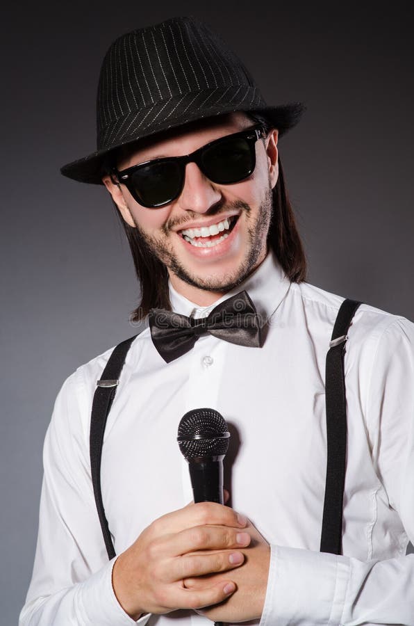 Funny Singer with Microphone Stock Photo - Image of concert ...