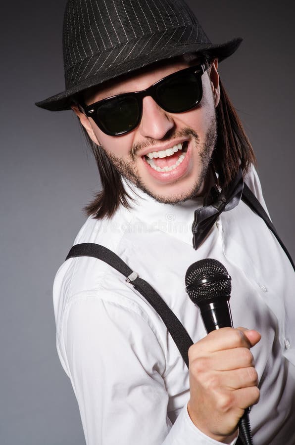 Funny Singer with Microphone Stock Image - Image of opera, performance ...