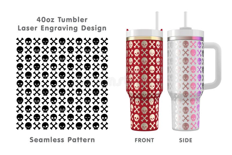 Funny Skulls Tileable Pattern. Seamless Laser Engraving Design for 40oz ...