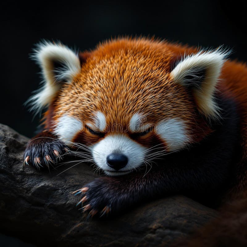 Funny Sleeping Red Panda stock illustration. Illustration of bamboo ...