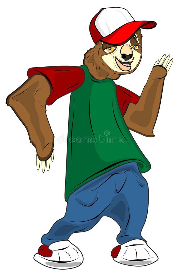 Funny sloth cartoon stock illustration. Illustration of shoes - 246894604