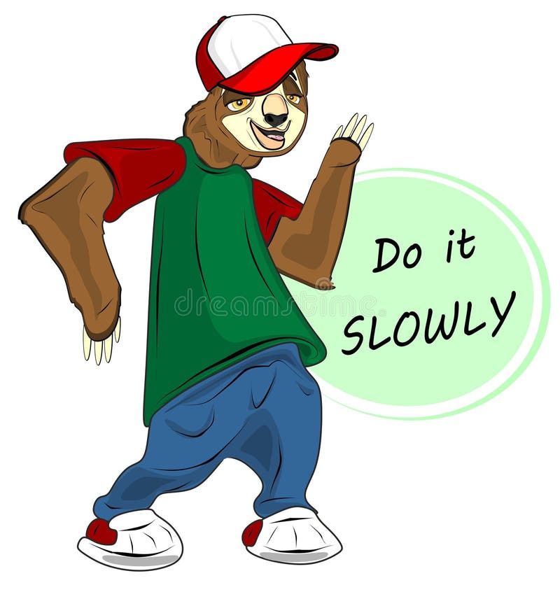 Funny sloth cartoon stock illustration. Illustration of cute - 246894609