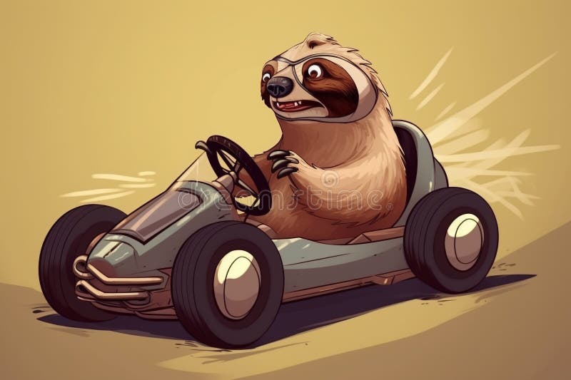 Funny Sloth Driving a Racing Car. AI Generated Stock Illustration ...