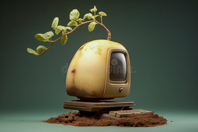 Funny Slow Old Obsolete Desktop PC in a Case that Look Like Potato ...