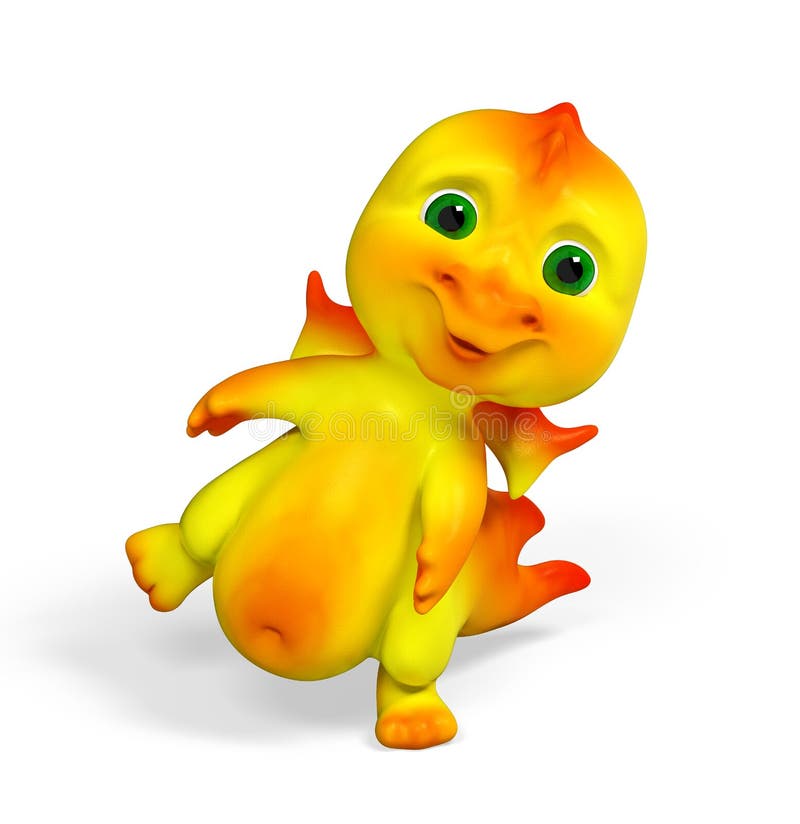 Funny Small Dragon Character 3d Rendering Stock Illustration ...