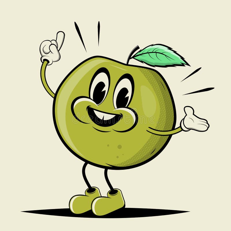 Funny Illustration of a Happy Apple with Pointing Finger Stock Vector ...