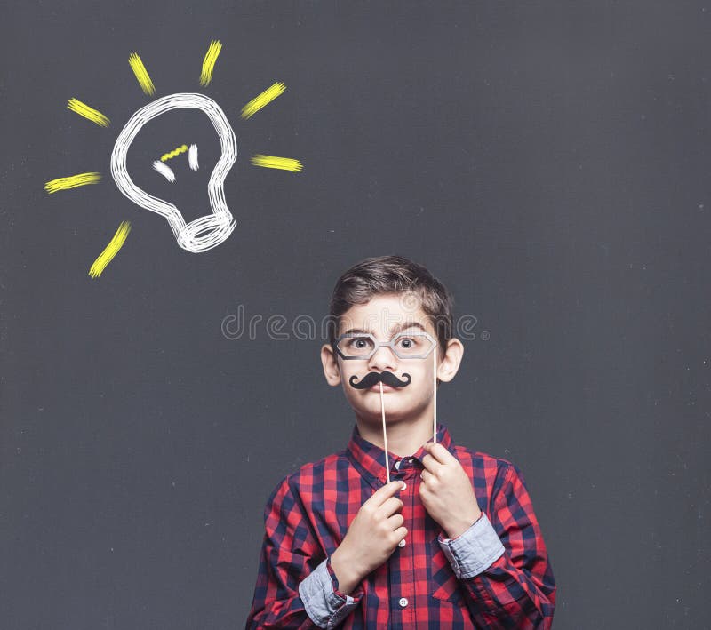 Funny smart kid stock image. Image of child, bulb, bright - 84216143