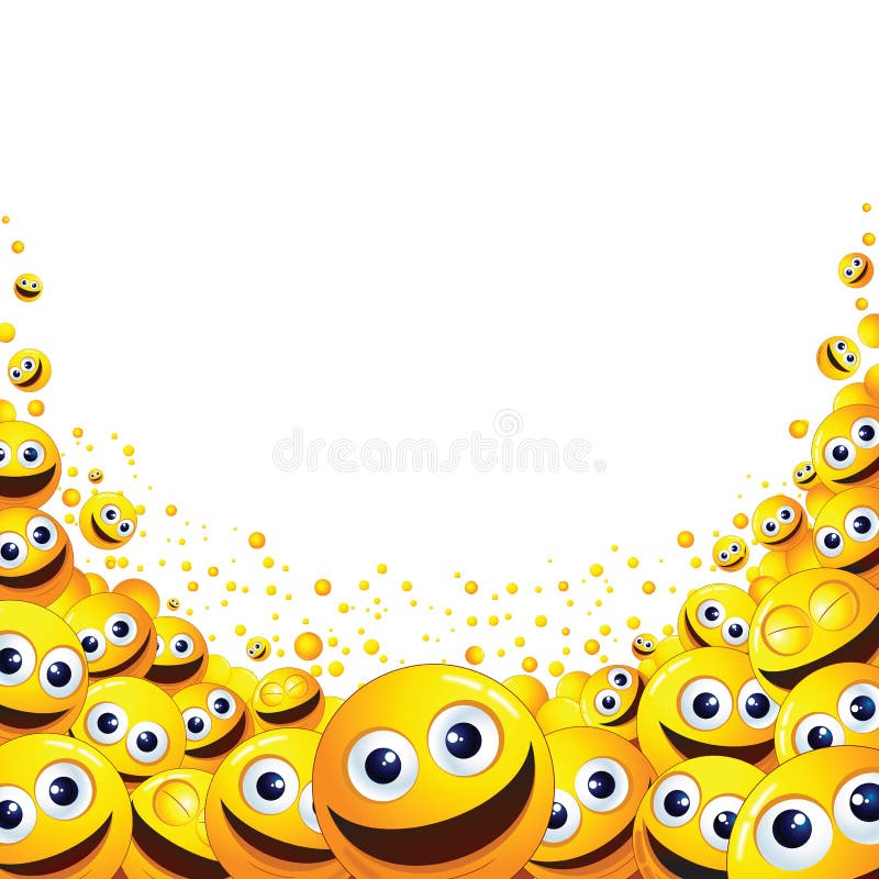 Smiley Background Vector Template with Yellow Funny Smileys or ...