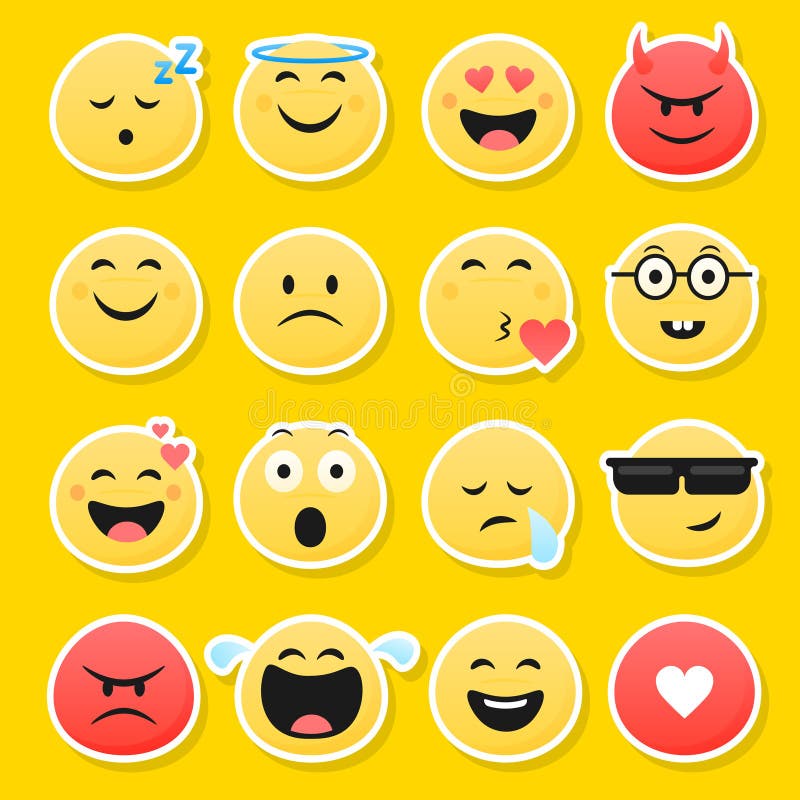 Funny Smiley Faces with Different Expressions Stock Vector ...