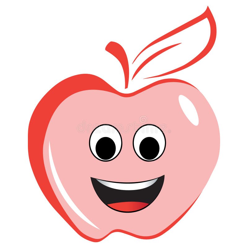 Funny and Smiling Apple Face Stock Illustration - Illustration of happy ...