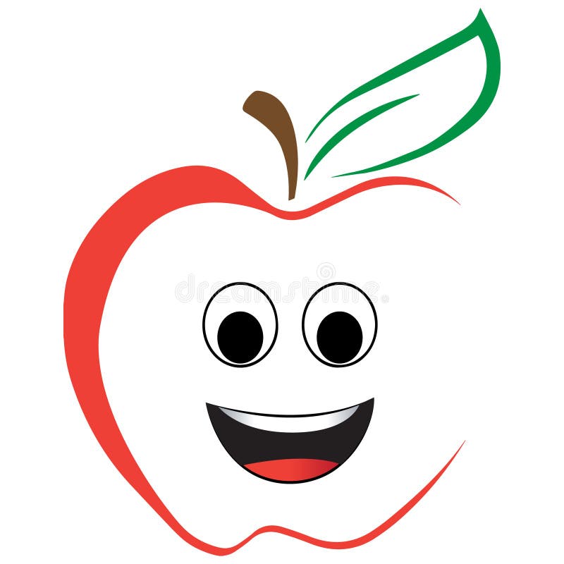Funny and Smiling Apple Face Stock Illustration - Illustration of ...