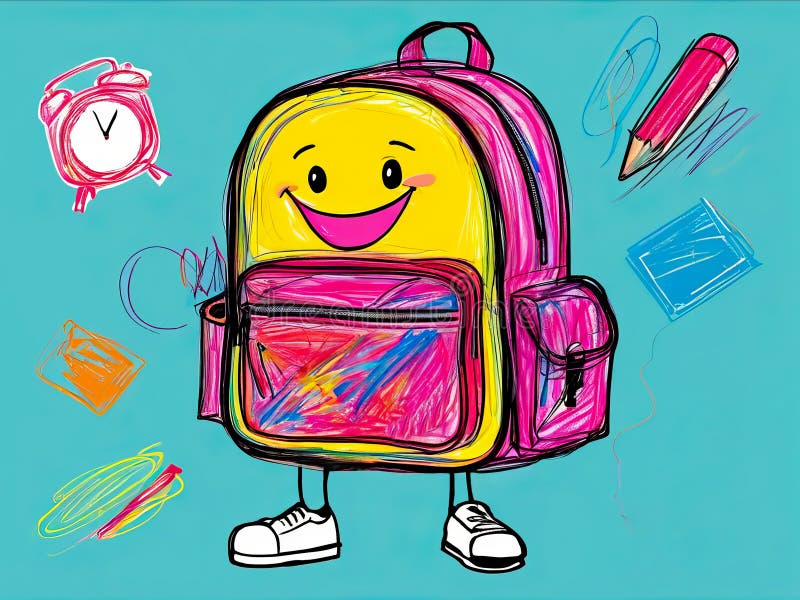 Funny Smiling Backpack with Face Stock Image - Image of backpack ...