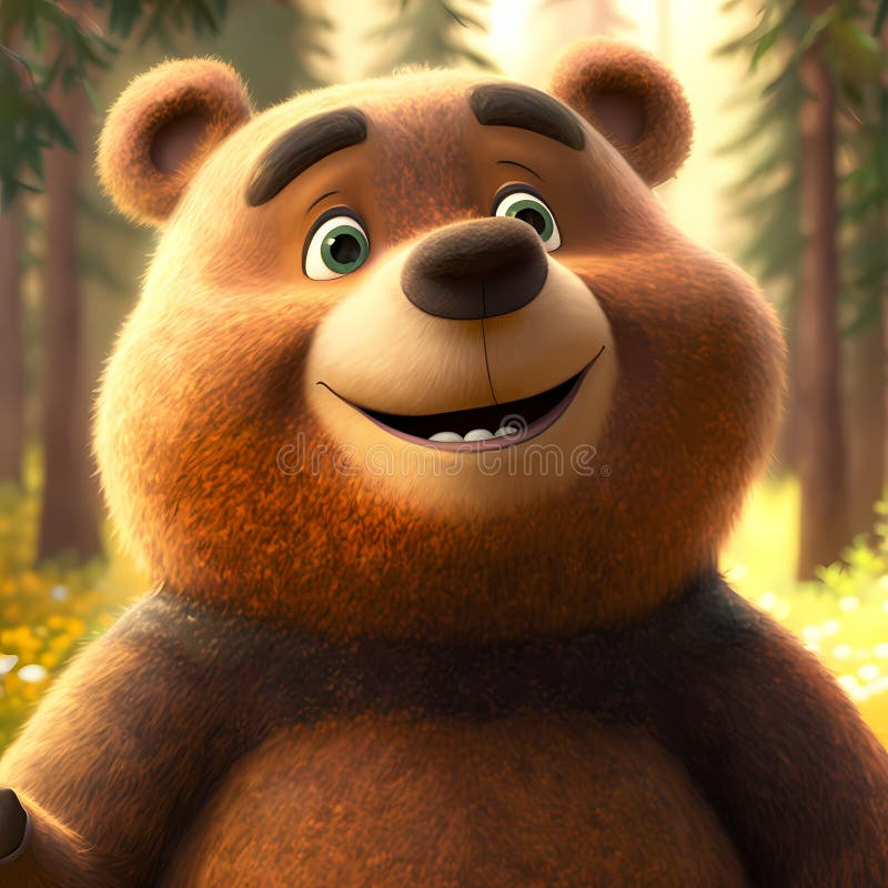 Funny Smiling Bear at Forest. Generative AI Stock Illustration ...