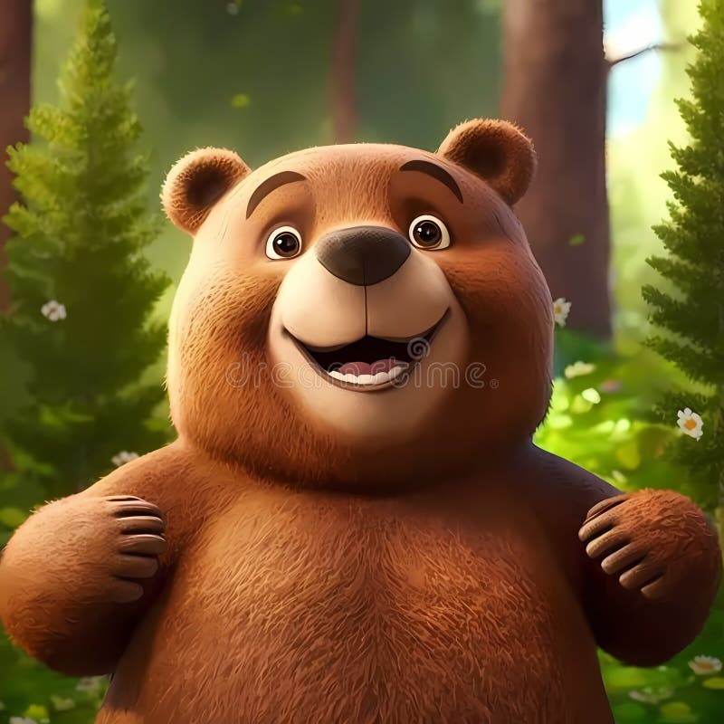 Funny Smiling Bear at Forest. Generative AI Stock Illustration ...