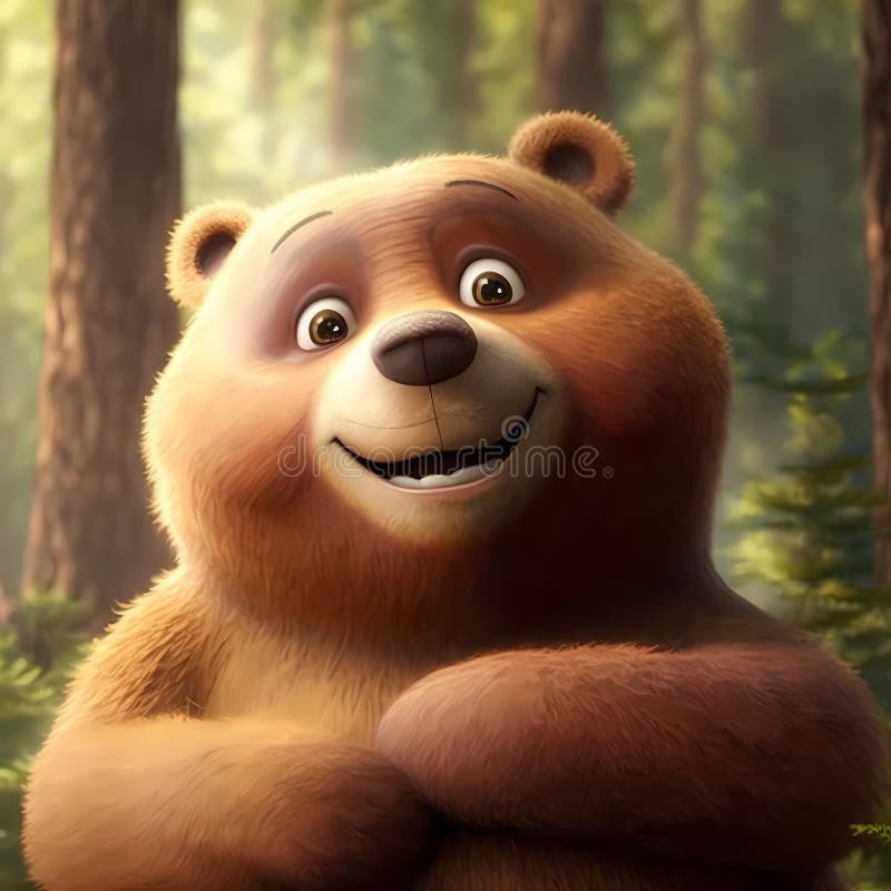 Funny Smiling Bear at Forest. Generative AI Stock Illustration ...